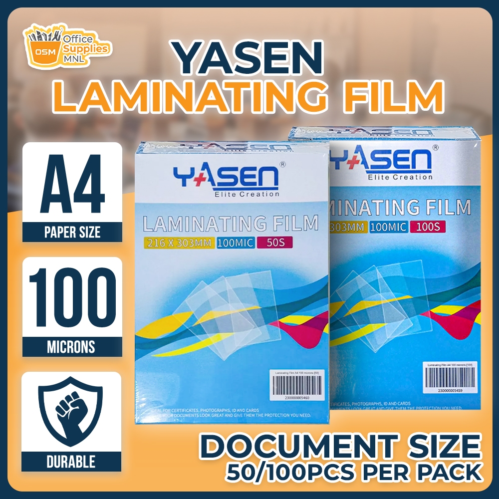 YASEN A4 Laminating Film 100microns Document Size Hot Process Laminator ...