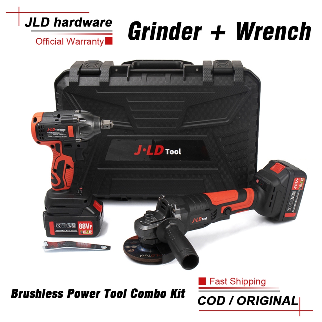 JLD 88Vf 2-In-1 Brushless Power Tool Combo Kit Cordless Angle Grinder ...