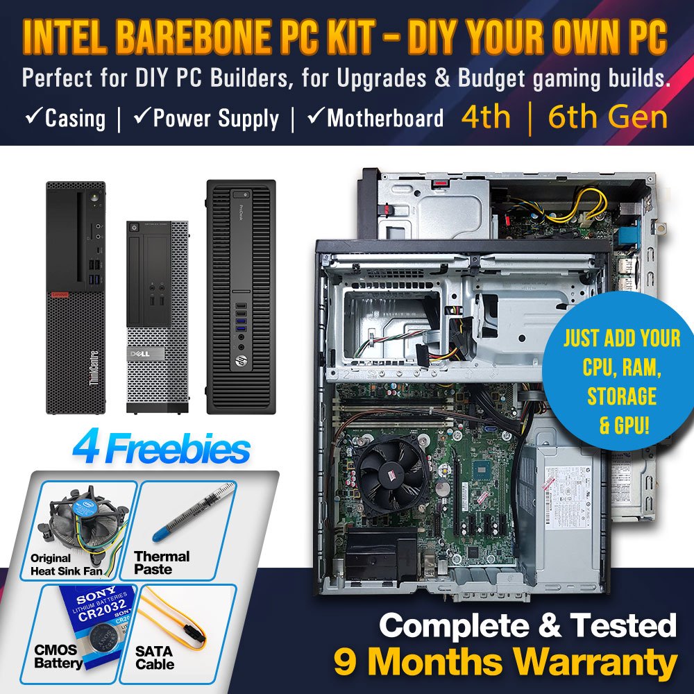 Intel Barebone PC Kit – Branded Computer PC Casing + Motherboard + PSU ...