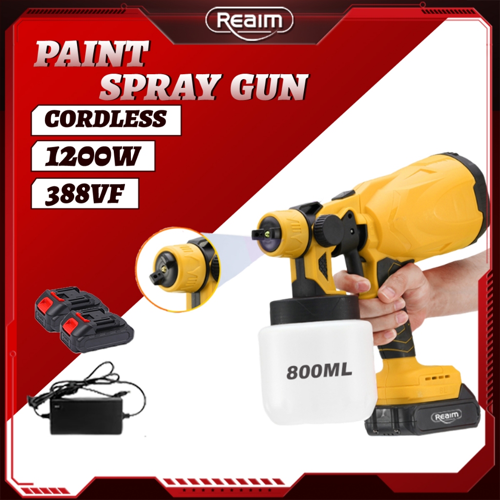 REAIM Cordless Paint Spray Gun for Paint Sprayer Portable Electric High ...