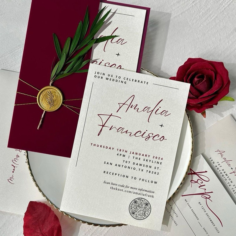 Folding Wedding Invitation Suite Pocket Invitation with Unique Designs ...