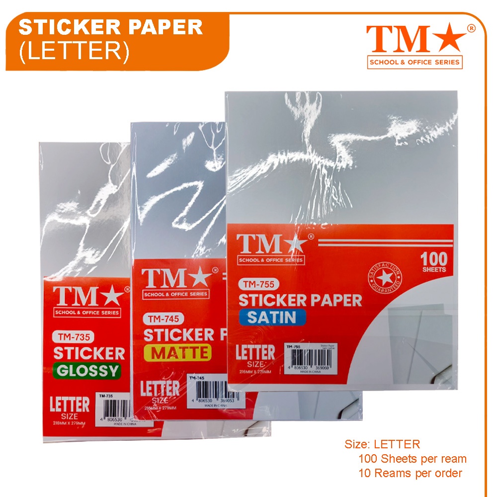 TM 10 Reams Sticker Paper Letter 100's | Shopee Philippines