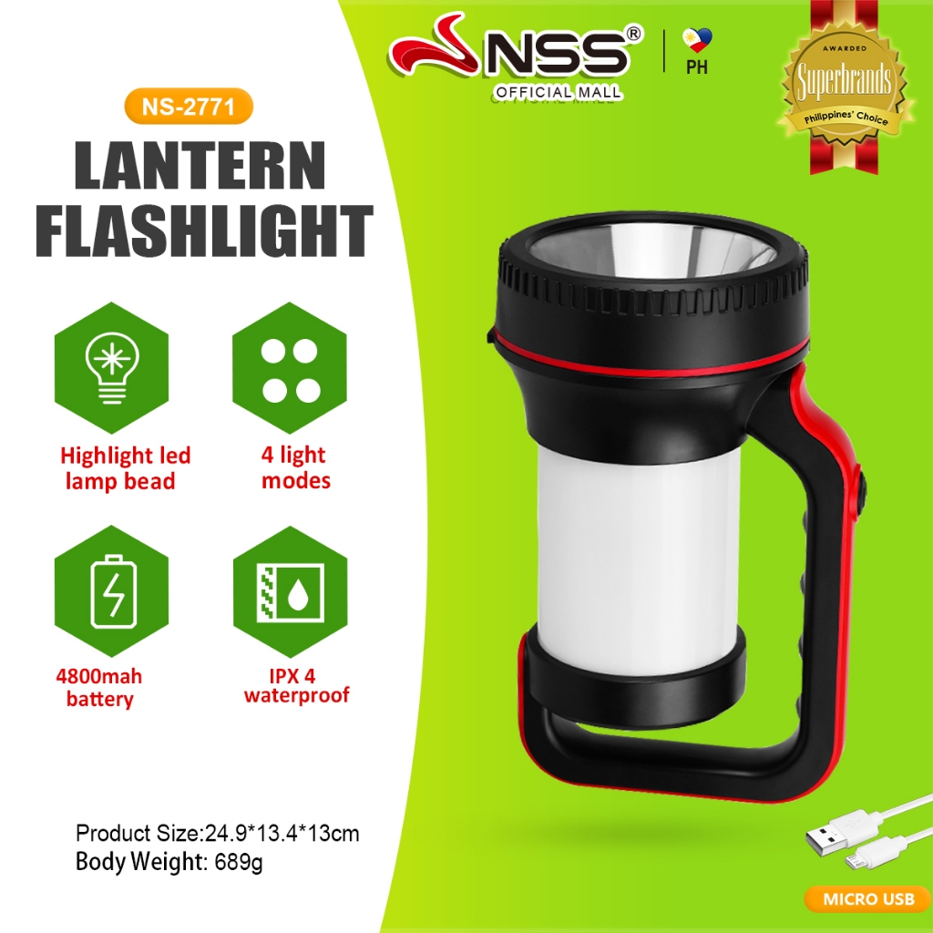 NSS Rechargeable Lantern Flashlight Waterproof Outdoor Torch 4800mAh ...