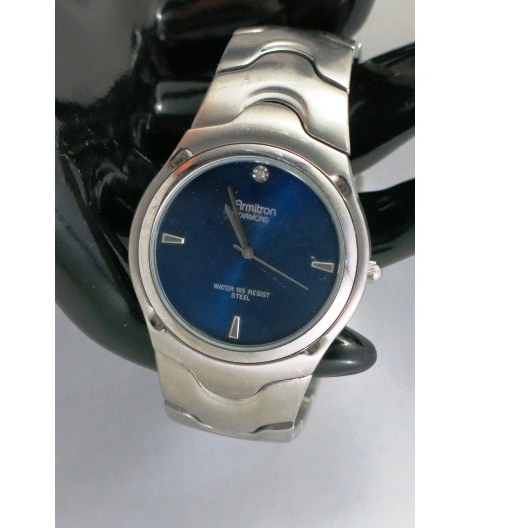 i22:Original ARMITRON Diamond Analog Watch for Men from USA-Silver Tone ...