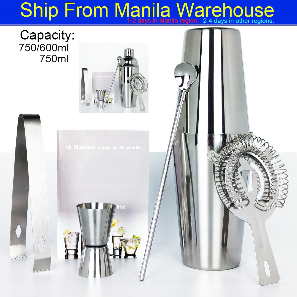 [Ship Local] 6-7 Piece Cocktail Shaker 750/600ml, Bartender Kit Shakers ...