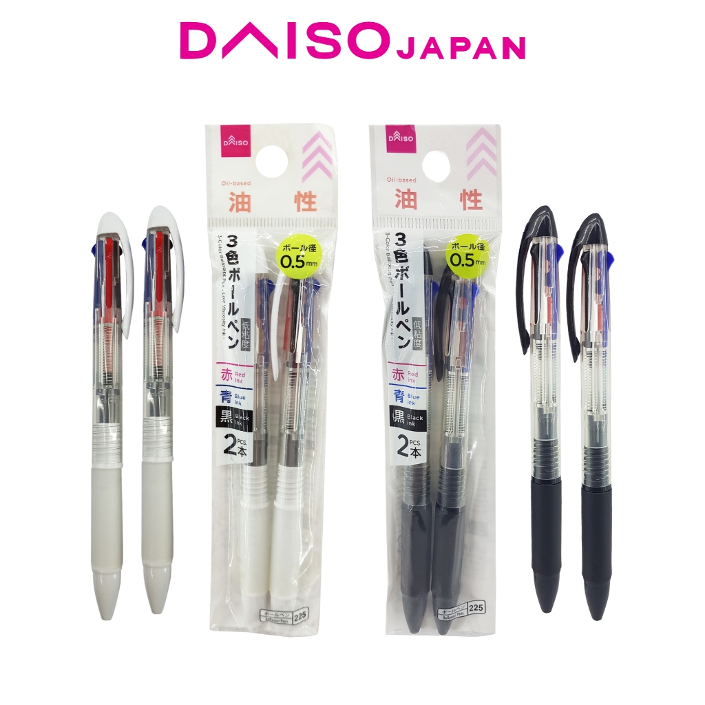 Daiso 3-color Ballpoint Pens (0.5mm, 2 pieces) | Shopee Philippines
