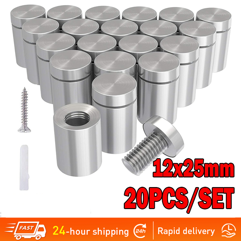 20Pcs 12x25mm Glass Stainless Steel Standoff Bolt Standoff Screws for ...