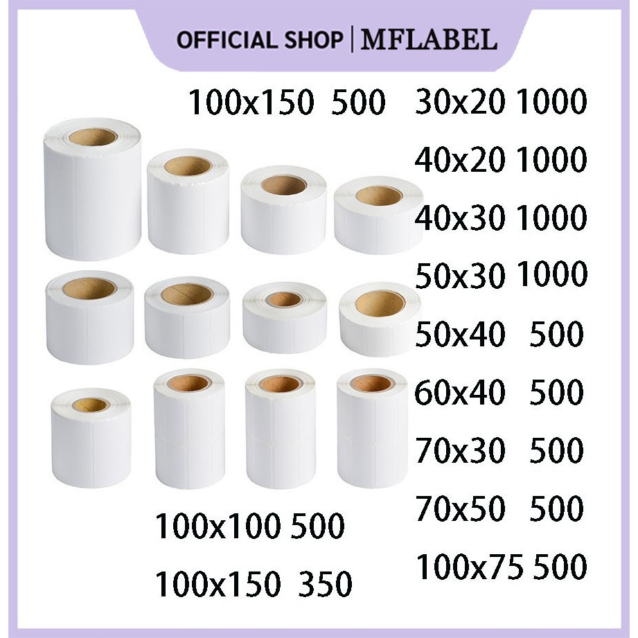 MFLABELThermal stickers, package sheets 100x75 60x40 40x30 50x40 ...