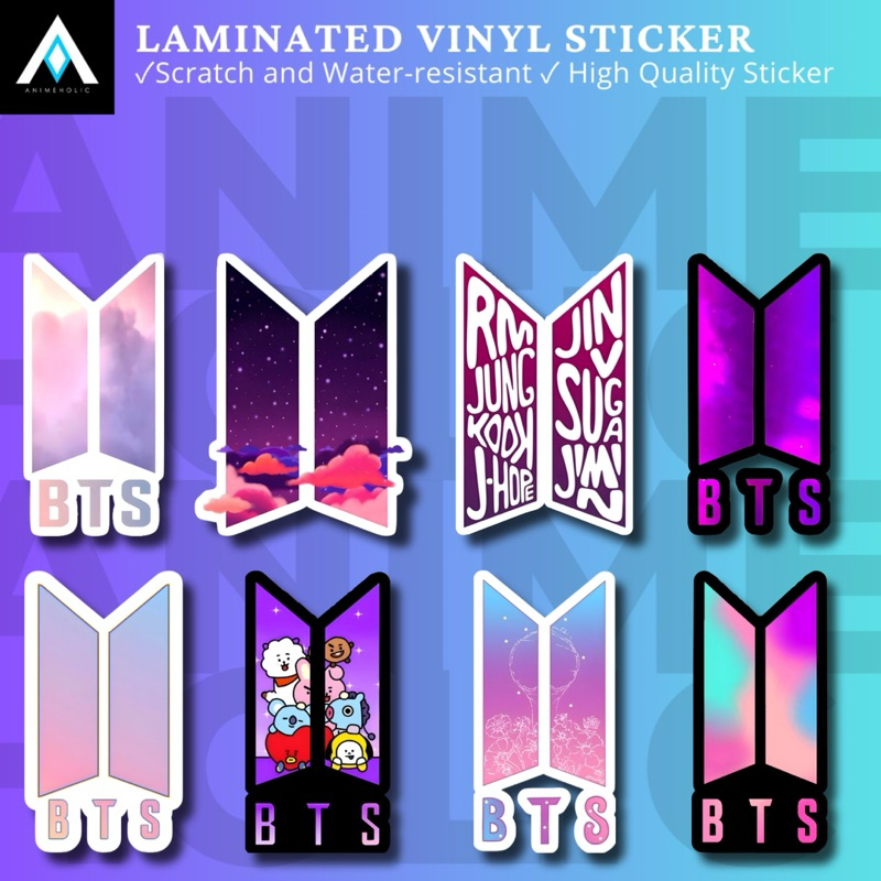NEW BTS CUTE AESTHETIC LOGO STICKERS K-POP LOGO STICKERS LAMINATED ...