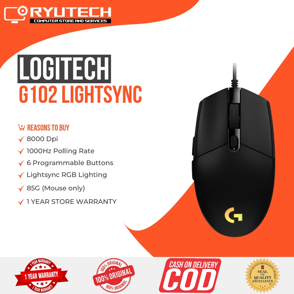 LOGITECH G102 LIGHTSYNC - 8000 DPI, 1000Hz Polling Rate, Lightsync RGB ...