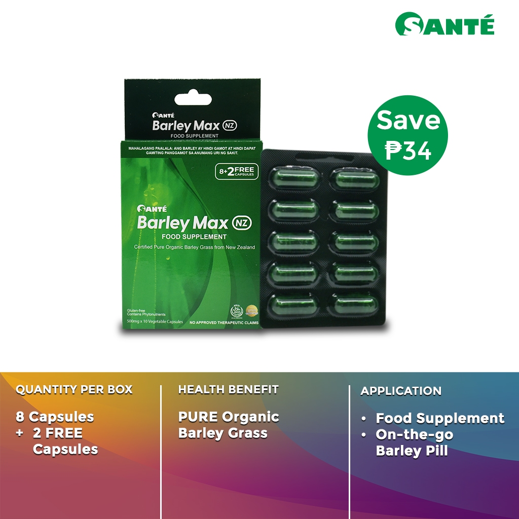 Sante Barley Max Capsule 8+2 Promo Pack Certified Organic Barley Grass ...