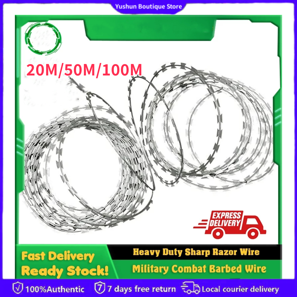 Barbed Razor Wire Roll 100Meters 32ft Combat Military Wire Spiral Blade ...