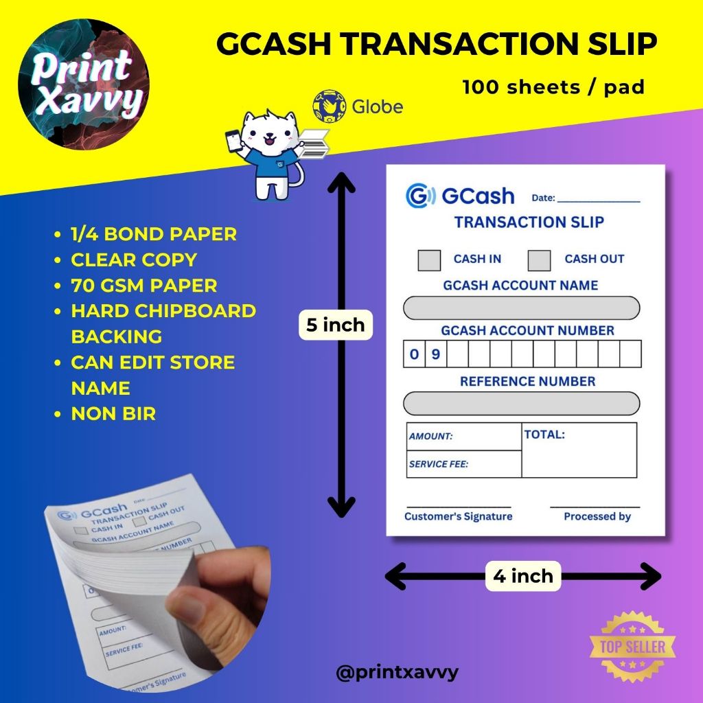 GCASH TRANSACTION SLIP 100 SHEETS / FAST SHIPPING / ORDER NOW SHIP ...