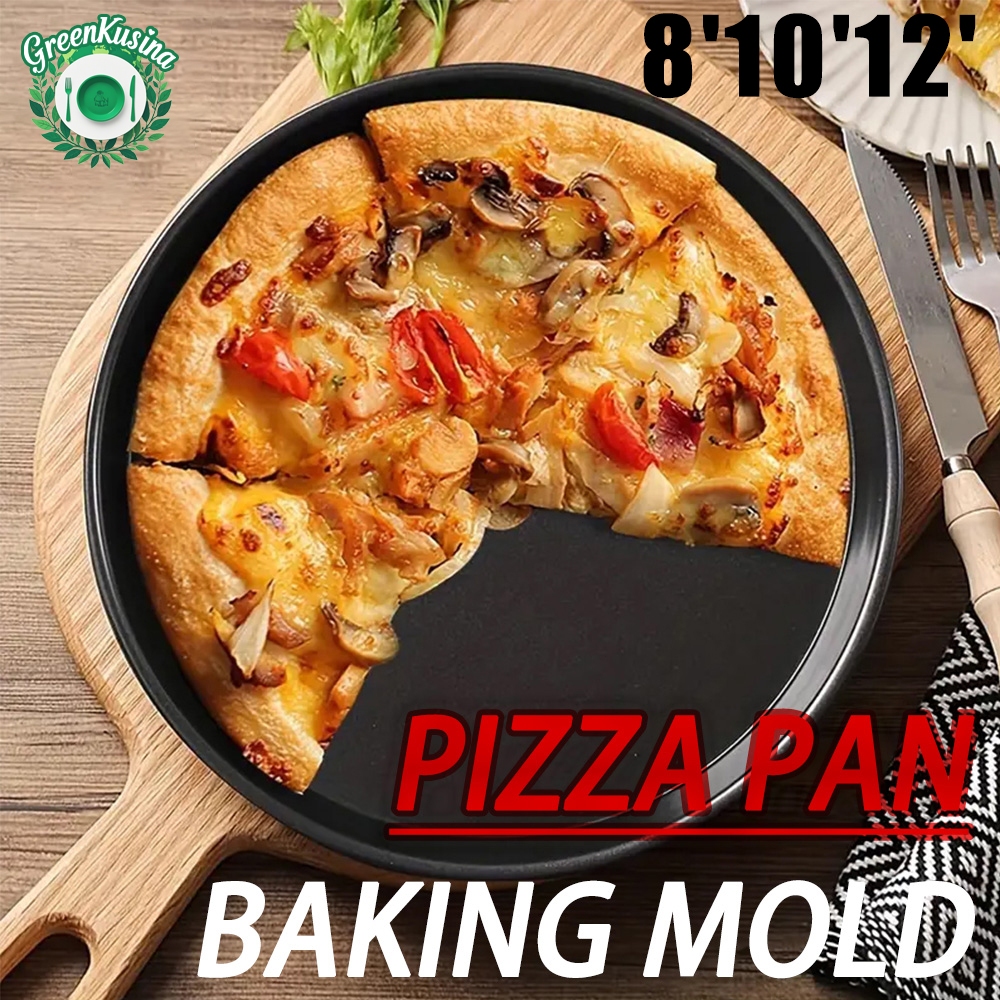 8/10/12 Inch Round Pizza Pan Carbon Steel Baking Dish Tray Steel Non ...
