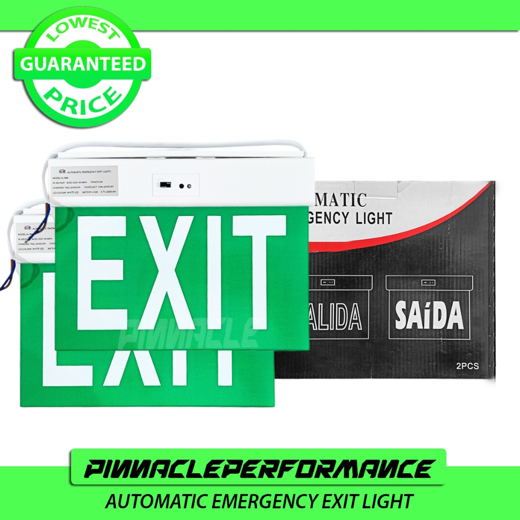 AUTOMATIC WALL MOUNTED LED EXIT SIGNAGE DOUBLE FACE 2PCS | Shopee ...
