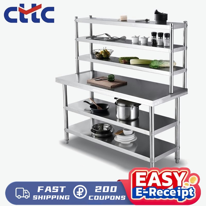 CTTC New 2/3 tier kitchen table 304 stainless table Commercial console table table for kitchen ...