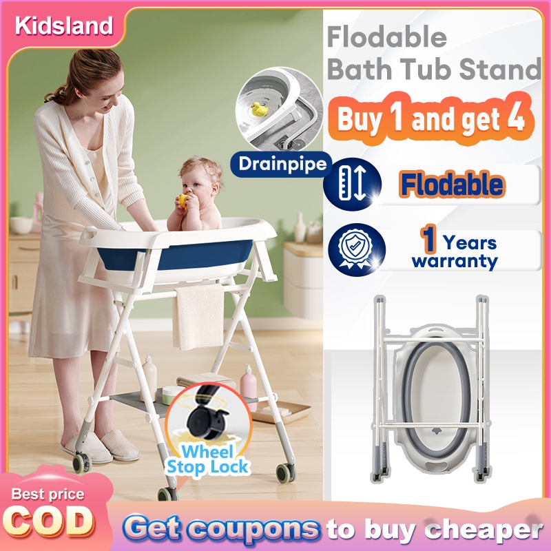 Foldable Baby Bath Tub With Net For Newborn Adjustable Non-Slip Bathtub ...