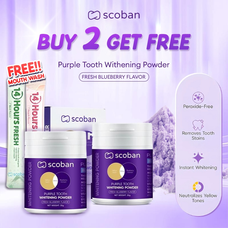 Scoban Purple Teeth Powder-Fresh Breath with Optical Color Repair 30g ...