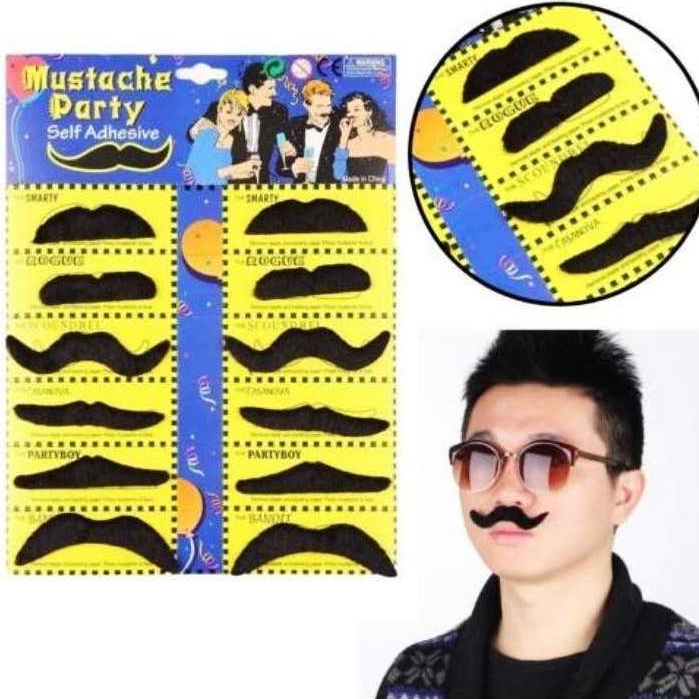 6PCS Set Men Black Fake Moustache Moustaches Funny Fake Beard Party ...