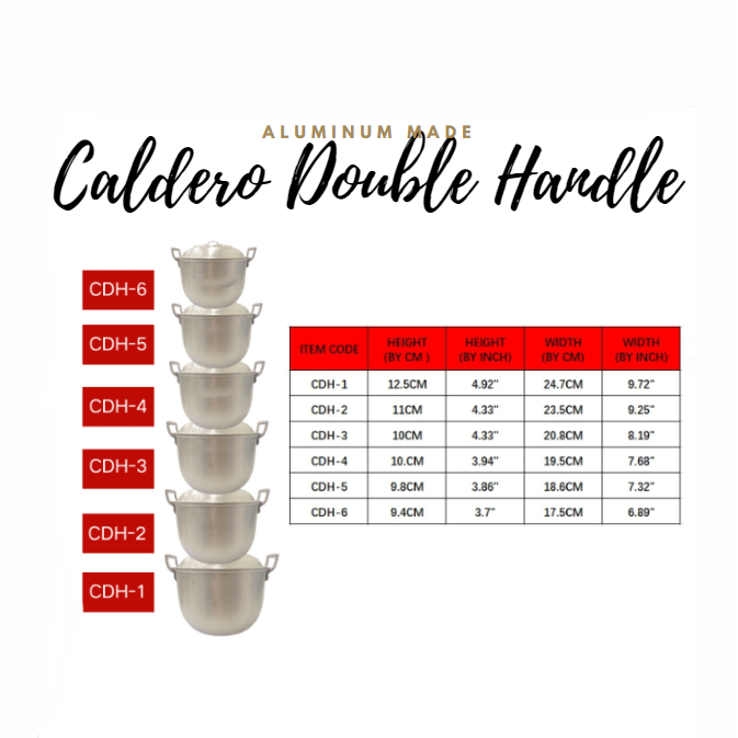 RADMALL [1PC] High Quality Aluminum Pot Kaldero Double Handle From #1 ...