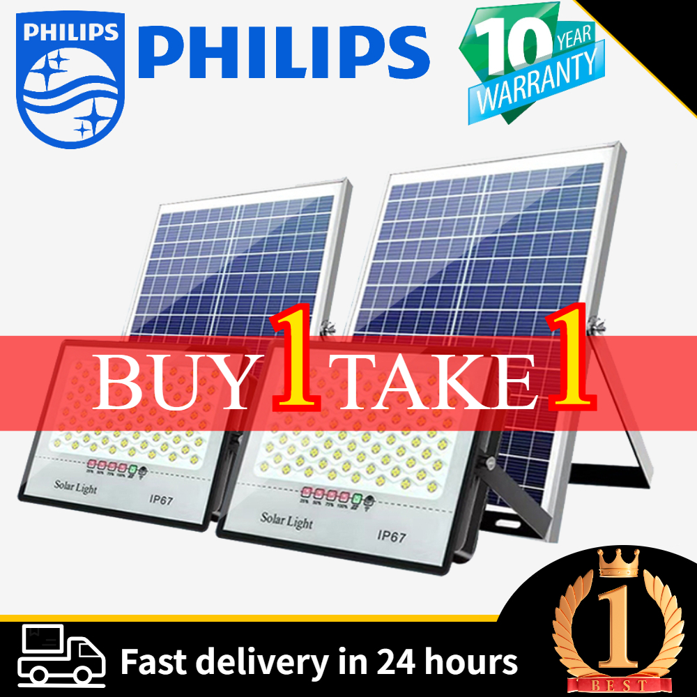 Solar Light Outdoor Waterproof LED Floodlight with Remote Control Dark Sensing Lamp Buy 1 Take 1 ...