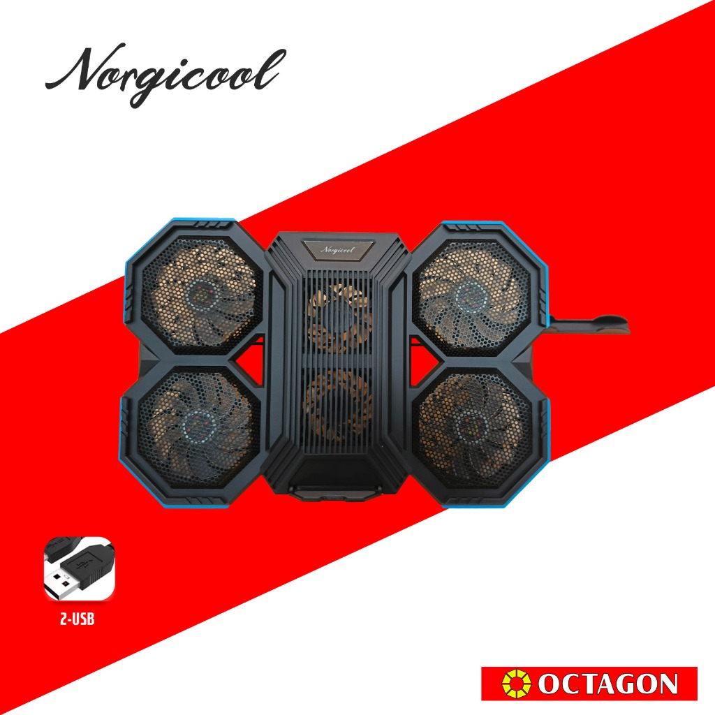 NORGICOOL NCP01 NOTEBOOK COOLER BLUE LED 6 FAN/ 2-USB/ FAN SPEED ...