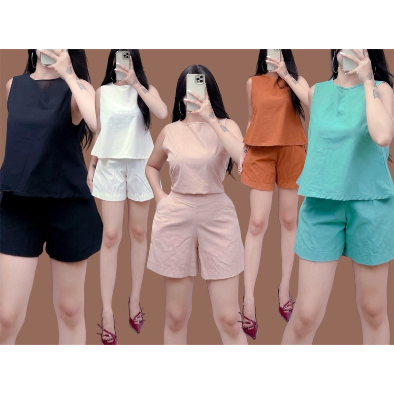 BASIC SLEEVELESS TOPS and SHORT COORDS | Shopee Philippines