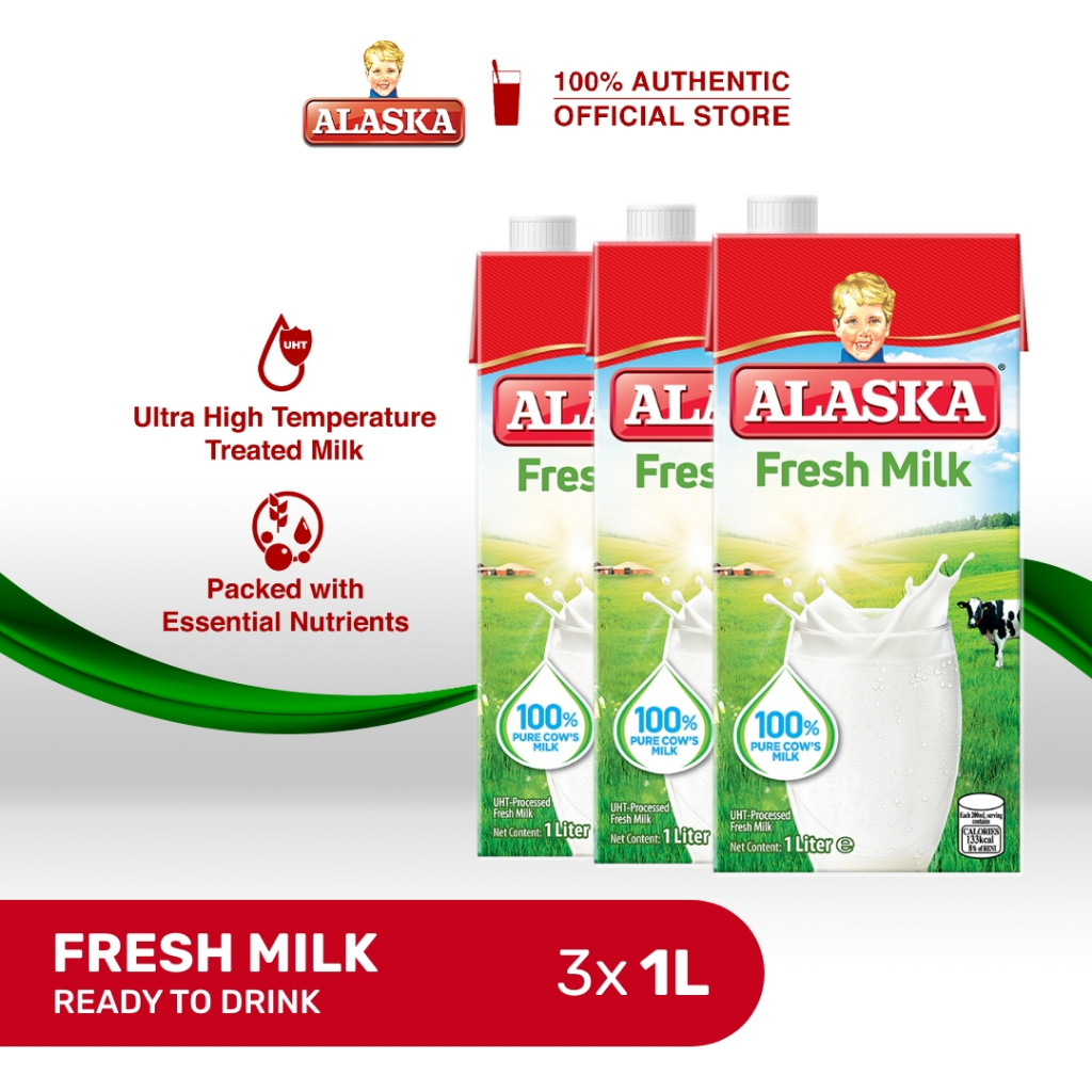 Alaska Fresh Milk Brik 1L | Set of 3 | Shopee Philippines