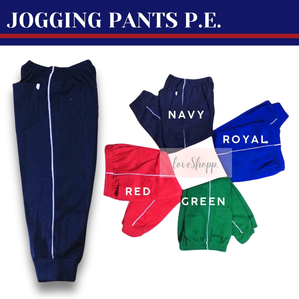UNISEX JOGGING PANTS PE UNIFORM FOR KIDS SCHOOL COTTON (RED,NAVYBLUE ...