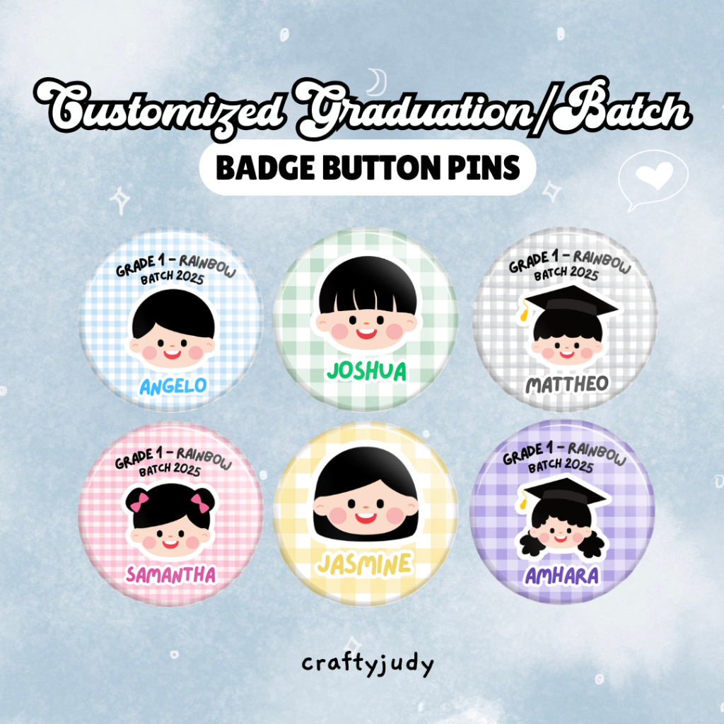 Customized Graduation/Batch Badge Button Pins (Glossy or Glittered ...