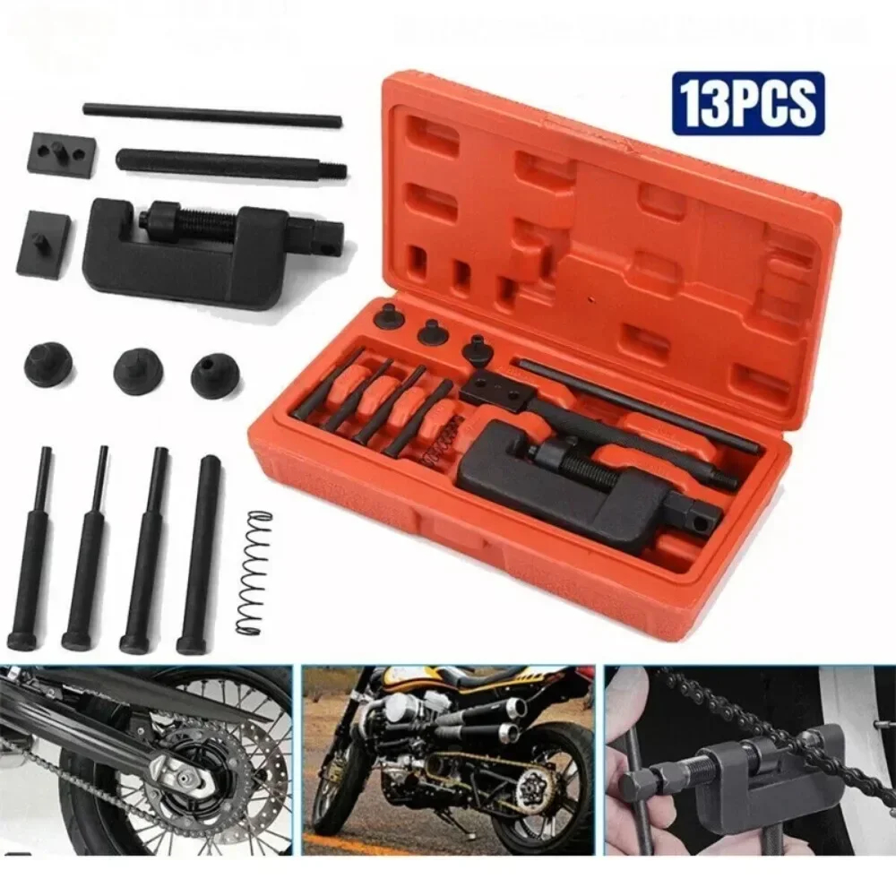 13pcs Chain Repair Tool Set Motorcycle Chain Splitter Breaker Motorbike Mountainb Riveting Tool ...