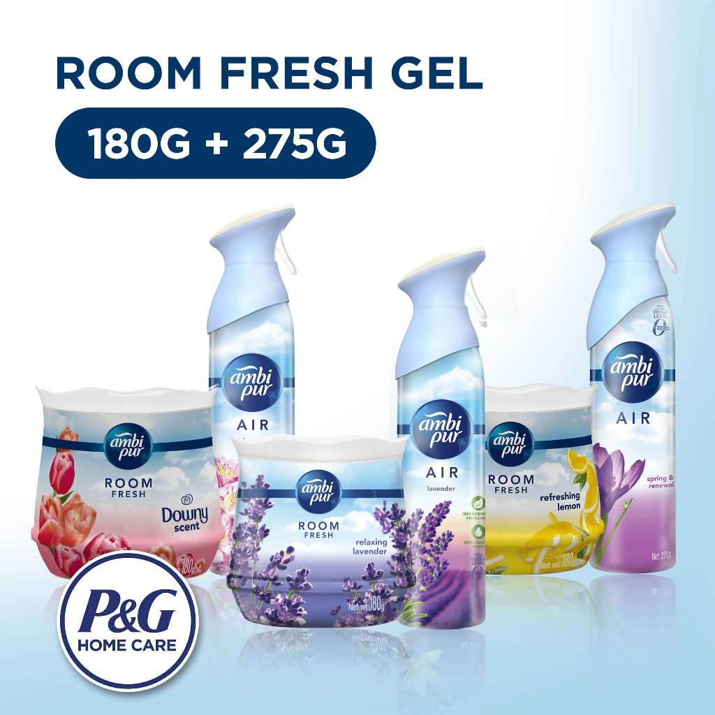 Ambi Pur Air Freshener Relaxing Lavender Lemon & Spring Downy & Blossoms 180g + 275g Gel and ...