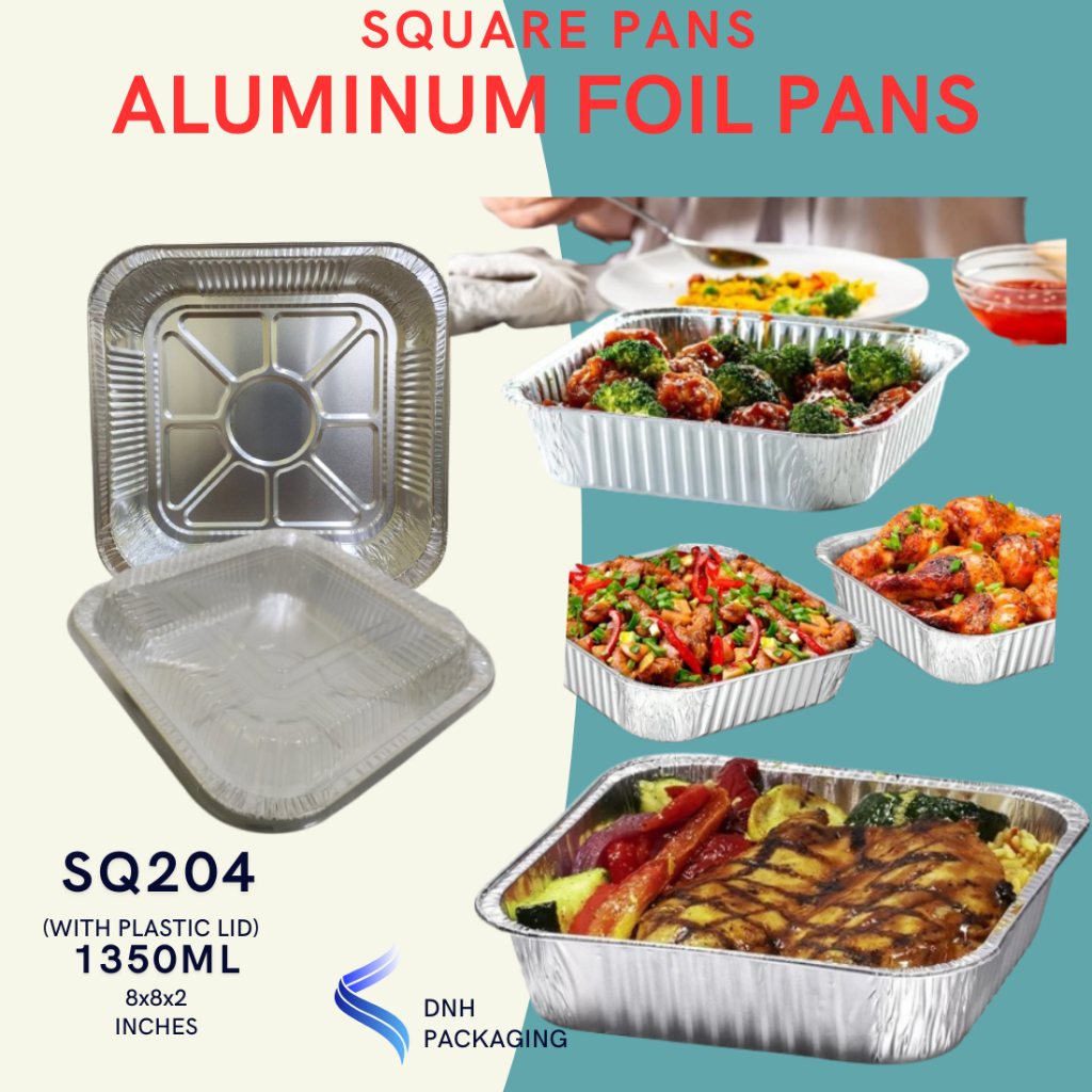 DNH Aluminum Foil Tray 8X8X2 Square WITH LID (P12-20-50 /pc) Packed ...
