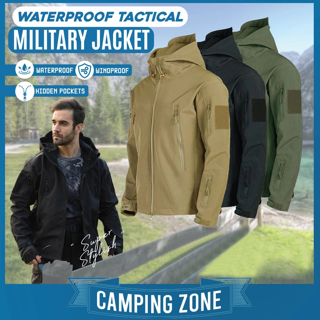 Men's Tactical Jackets Male Hood Coat Fishing Hiking Waterproof Jackets ...