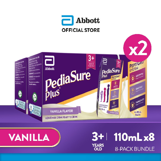 Pediasure Plus 3+ Vanilla 110ml x8 for Kids Above 3 Years Old Ready to ...