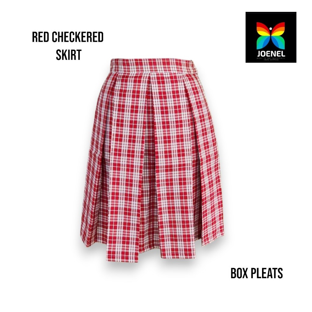 Red Checkered Skirt For Girls School Uniform Box Pleats | Shopee ...