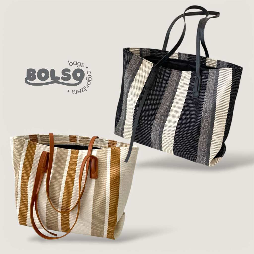 BOLSO Gradient Stripes Large Canvas Tote Bag | Shopee Philippines
