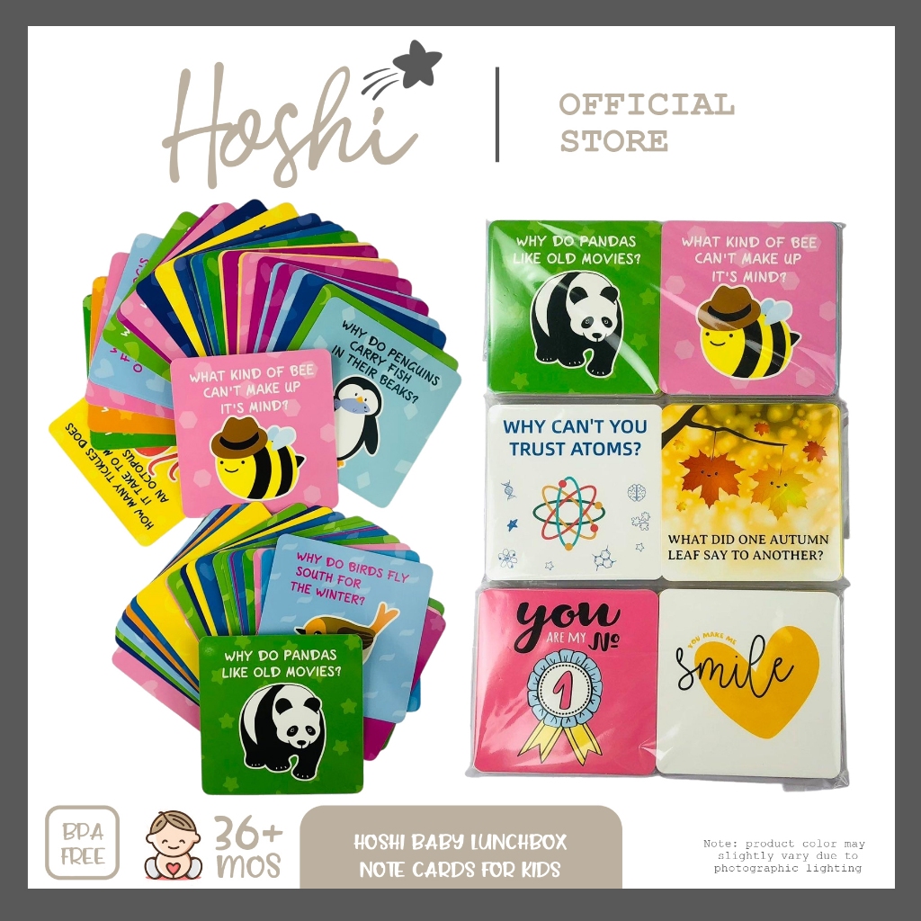 Hoshi Baby 60pcs Lunch Box Note Cards for Kids, Bento Baon Notes ...