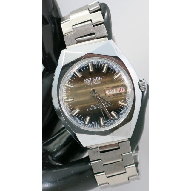 j34:Original NELSON Analog Automatic Watch for Men from USA-Silver Tone ...