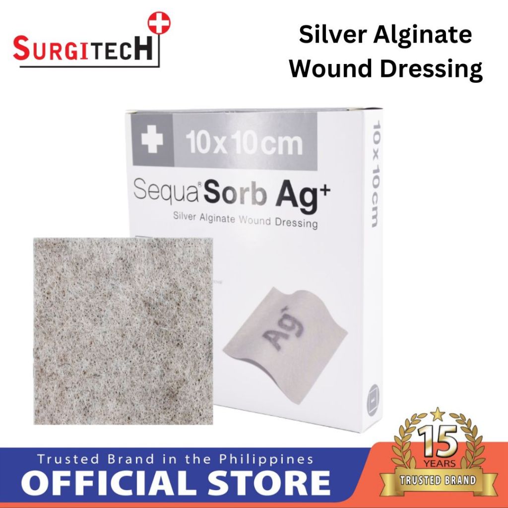 Sequa Sorb Ag Silver Alginate Wound Dressing Pad 10x10cm Bed Sores ...