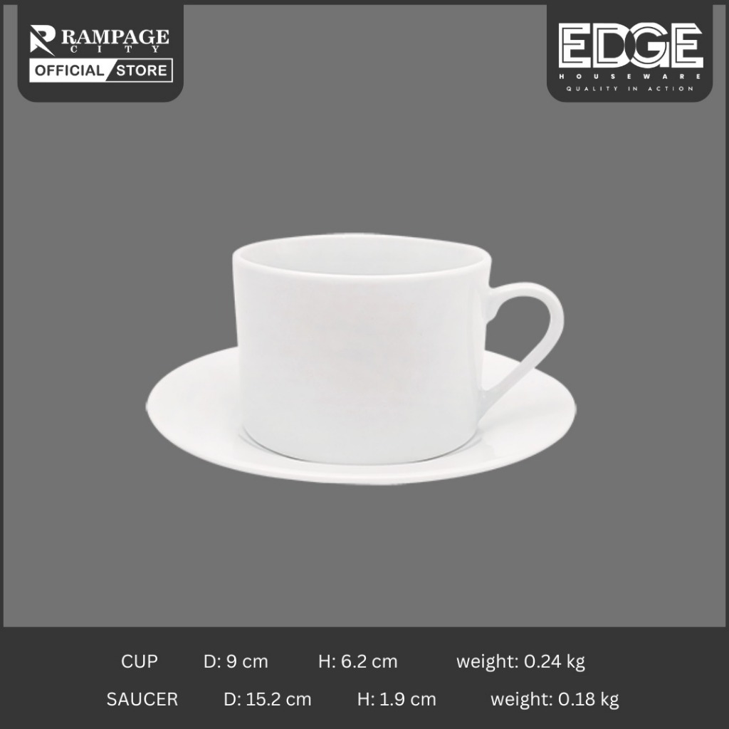 Edge Set of 6 Ceramic Cup and Saucer 220cc - Perfect for Drinks - Mug ...
