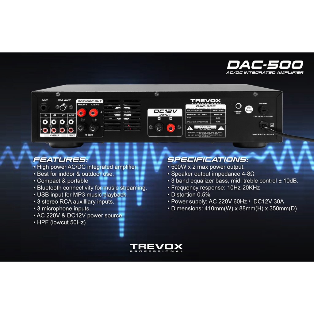 Trevox DAC-500 High power AC/DC Integrated amplifier | Shopee Philippines