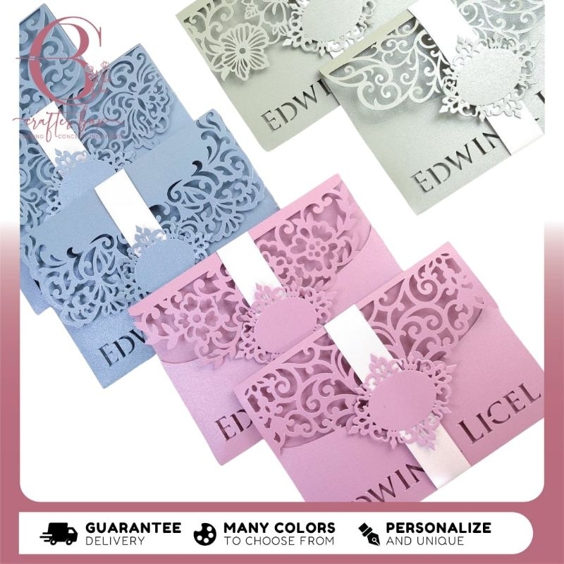 Laser cut Personalized Envelope 5x7 5R Invitation Cover Card Wedding ...