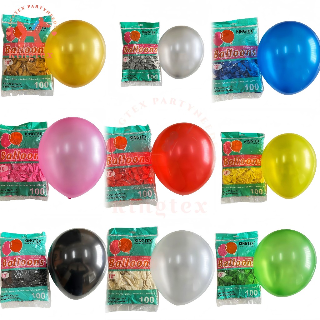 Kingtex 100pcs 10 inch metallic balloon gloss thick rubber balloons ...