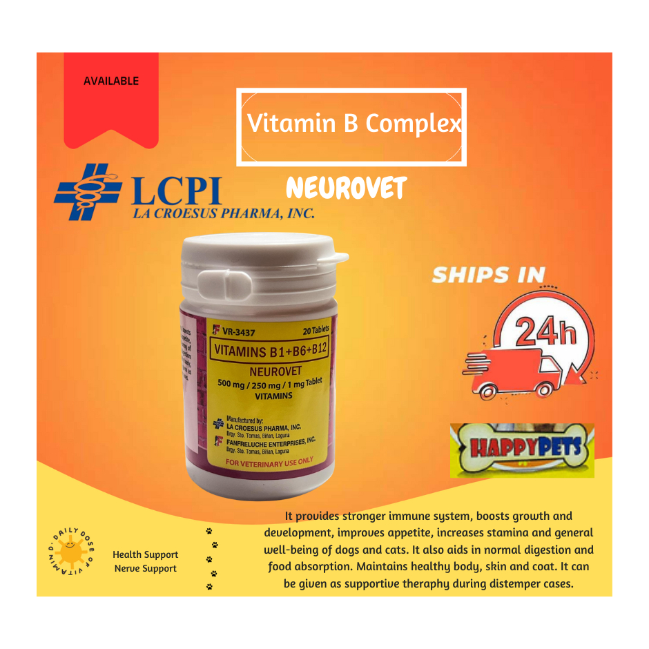 Neurovet Tablet (Vitamin B) 20 Tablets for Dogs and Cats - Vit B ...