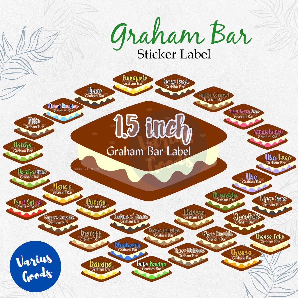 1.5 inch Graham Bar Shaped - Graham Label Smudgeproof Waterproof Graham ...