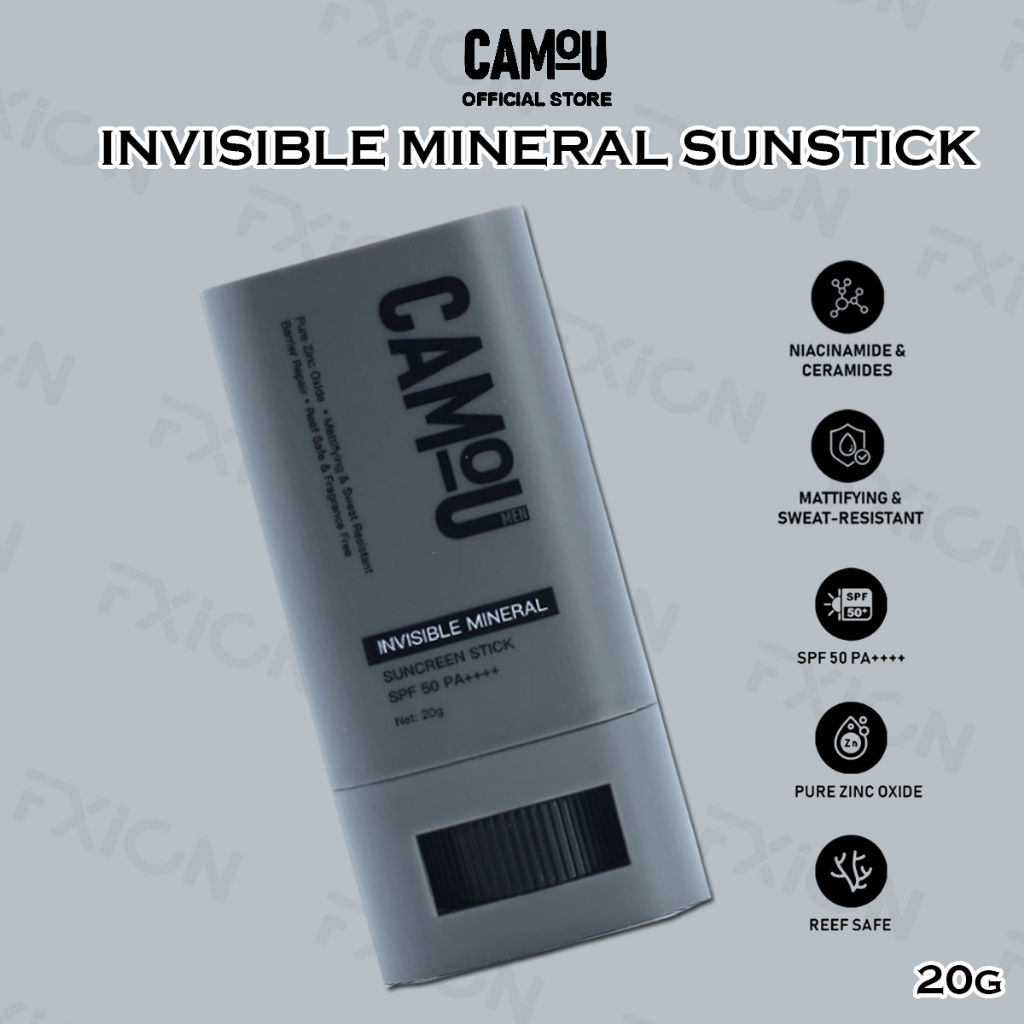 Camou Mineral Matte Sunscreen Stick SPF50 PA++++ Zinc Oxide Niacinamide ...