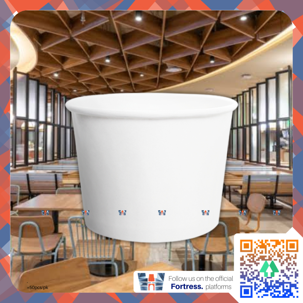 50pcs Paper Bowl (Plain White or Random Print) no Lid 220cc / 260cc ...