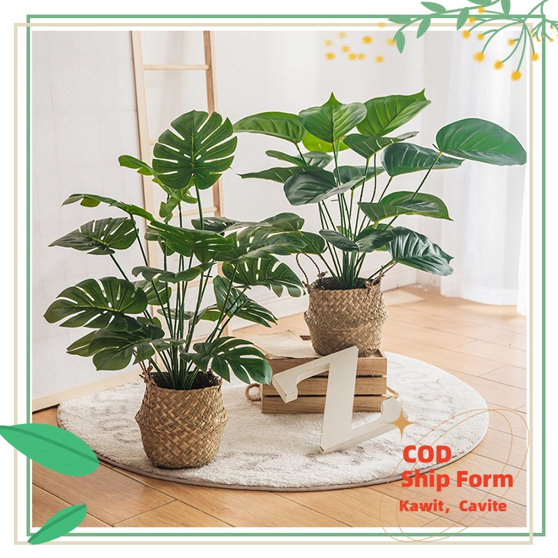 33in Artificial Plants with pot Tropical Plants plastic plant Monstera ...