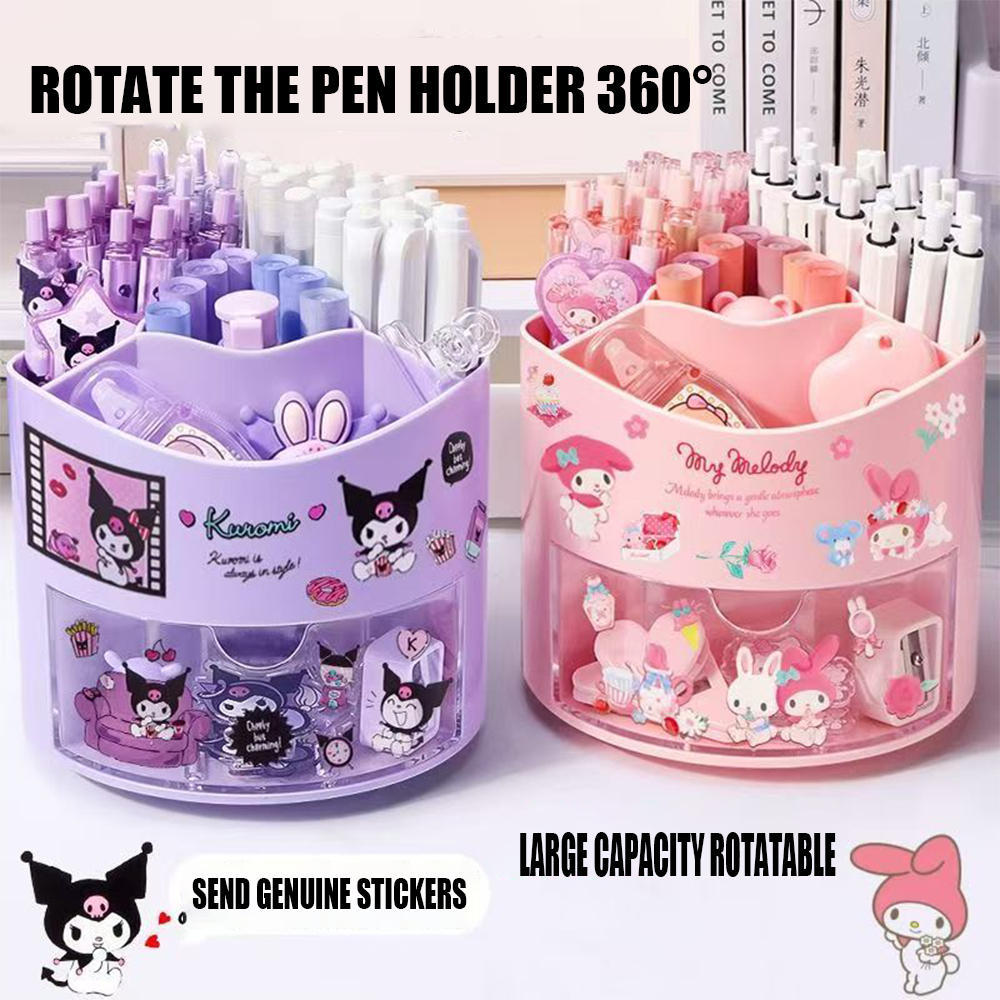 Large Capacity 360° Pen Holder Rotating Cosmetics Stationery Storage ...